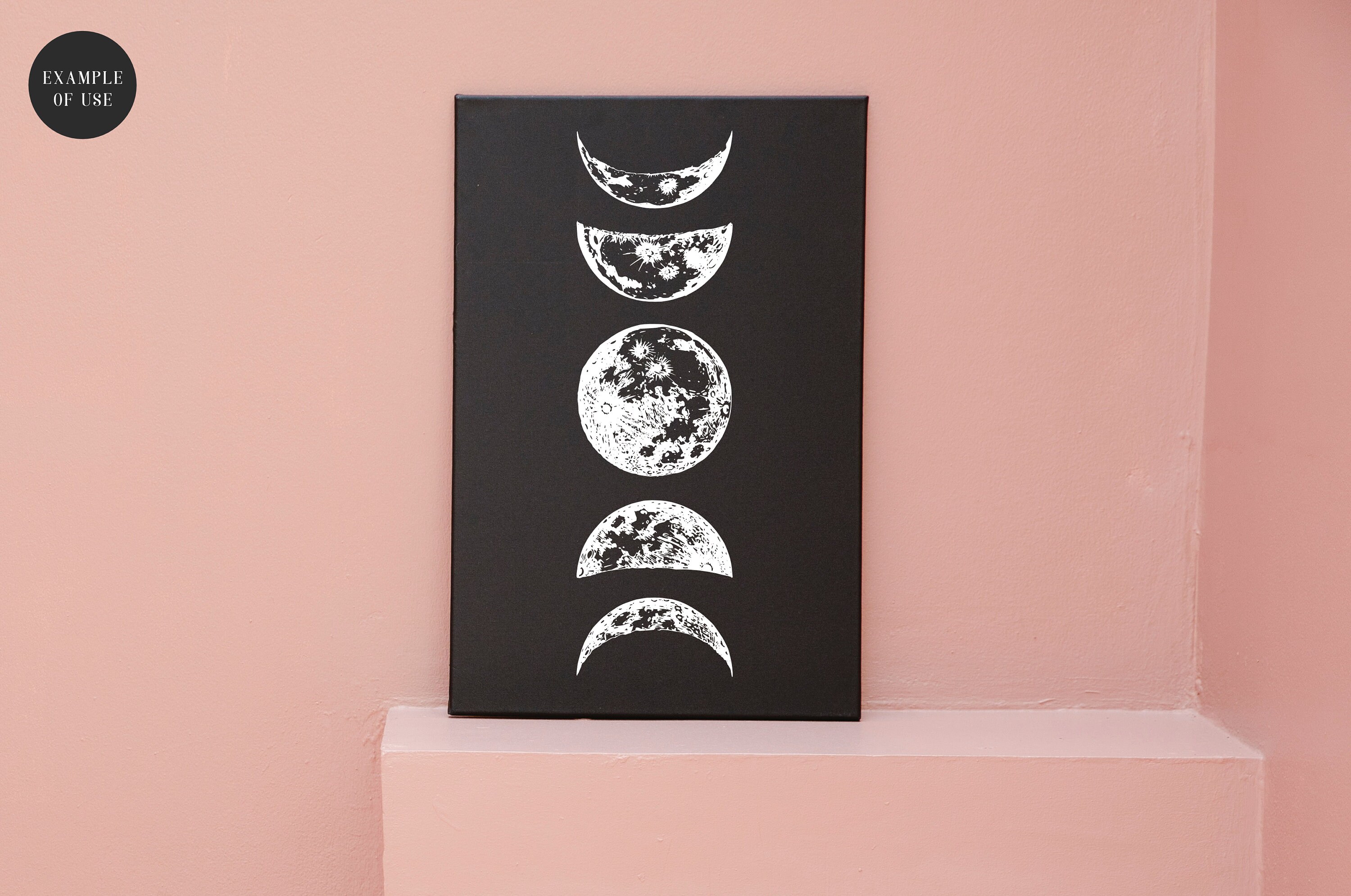 Moon Phases Art, Lunar Phases Print, Moon Phases Wall Art, Moon Phase ...