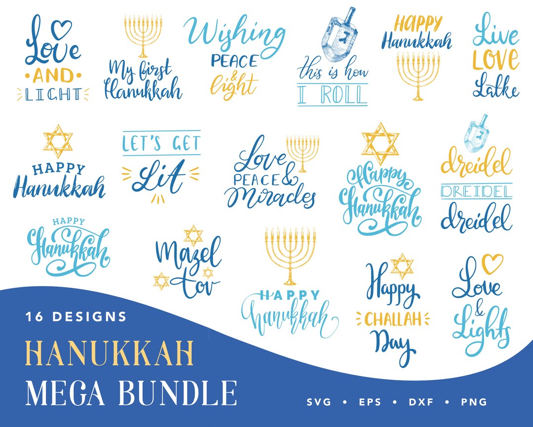 Happy Hanukkah, Hanukkah SVG Bundle, Hanukkah Clipart, Chanukah ...