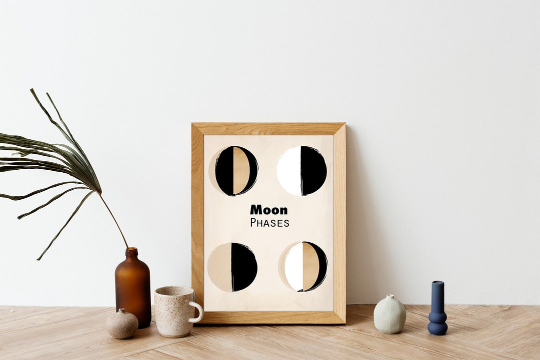 Moon Phases, Abstract Lunar Cycle , Boho, Bohemian Wall Art Decor ...