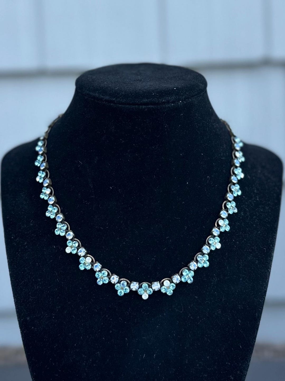 Vintage Signed SORRELLI Faceted Blue & White Opalescent Rhinestone ...