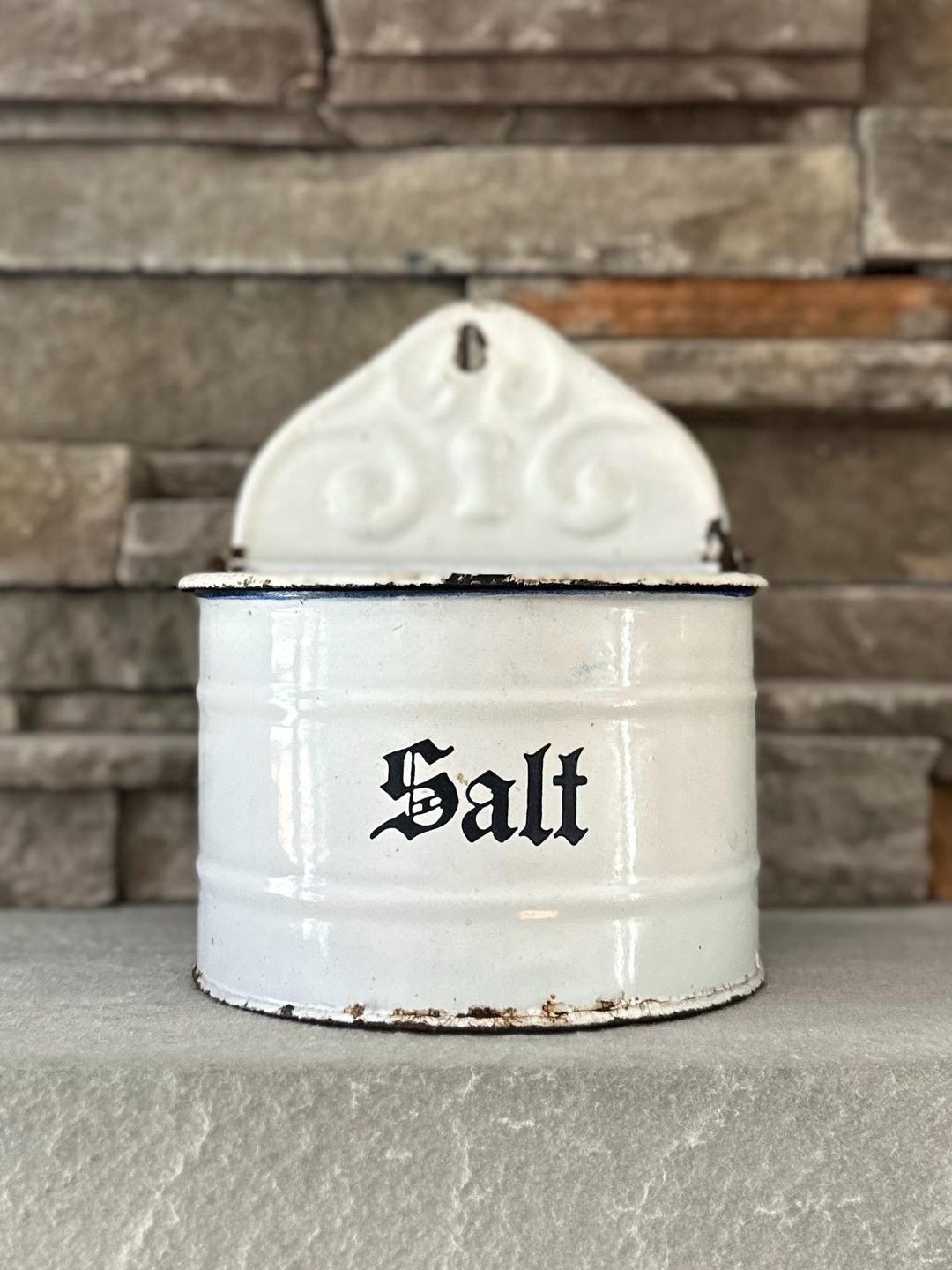 Vintage Circa 1940s Made in Germany White Enamelware Salt Cellar Salt ...