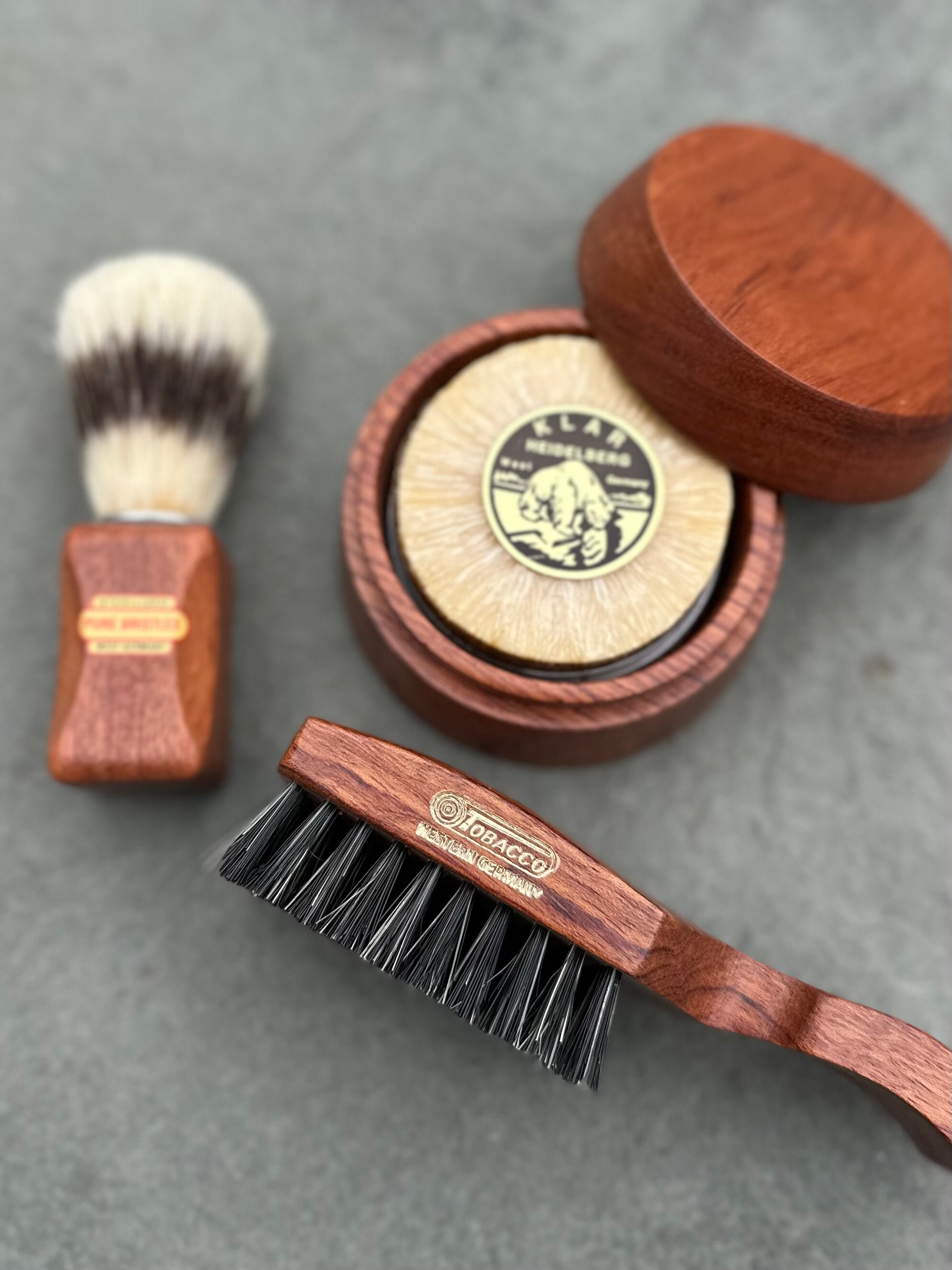 Vintage NEW West Germany Men's Wood Shaving Grooming Set | Boar Bristle ...