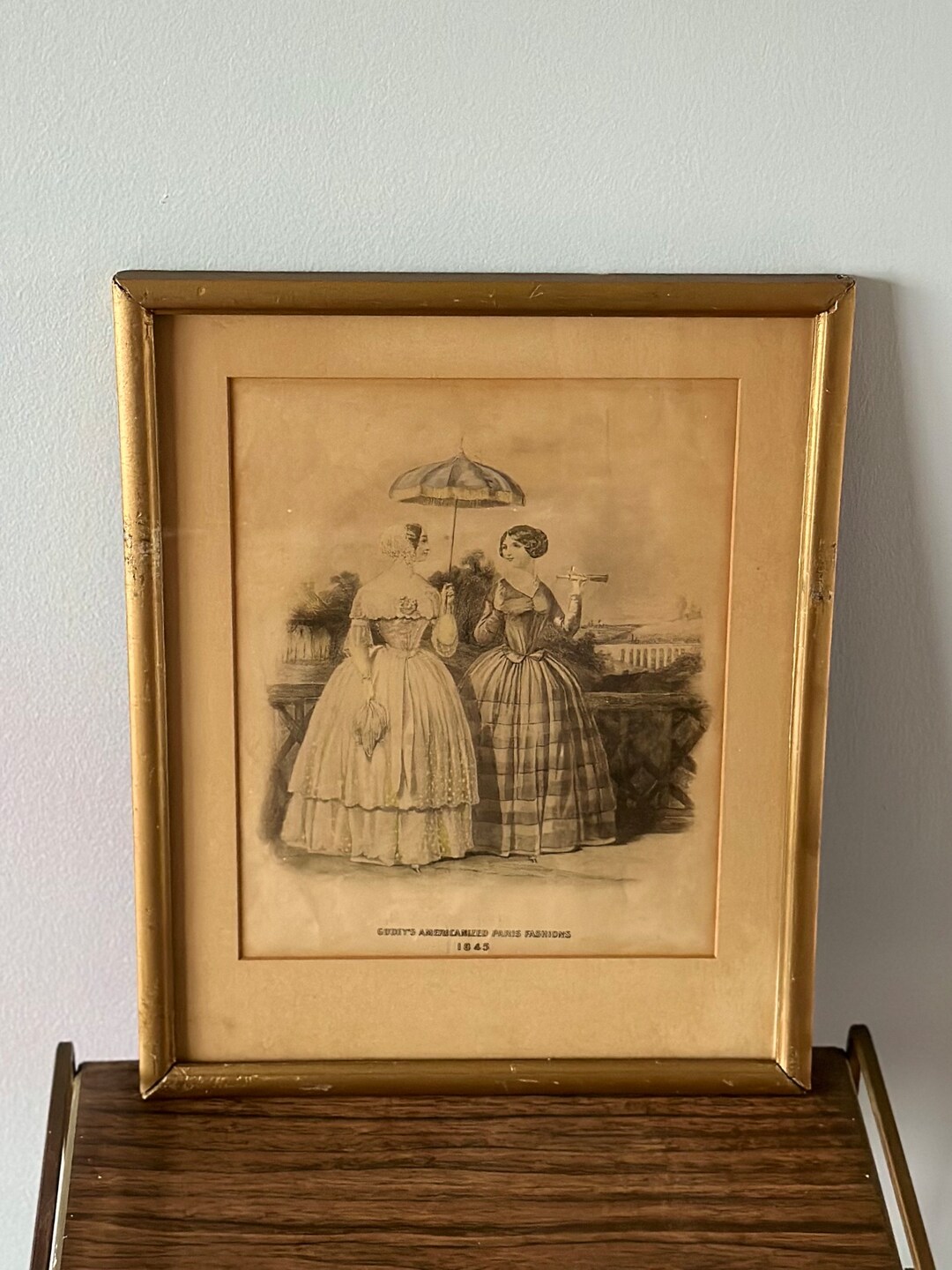 Vintage Gold Framed GODEY'S Americanized Paris Fashions 1845 Victorian ...