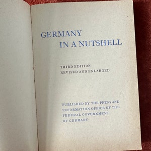 Vintage 1961 Germany in a Nutshell Illustrated Softcover Book by ...