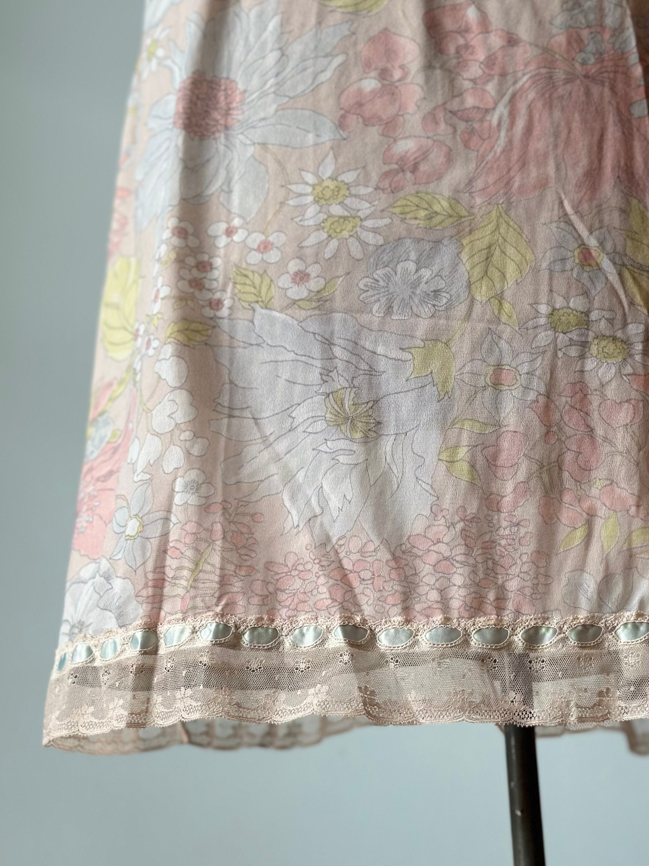 1960s Vintage Midcentury Sheer Pastel Floral Lace Trim Slip - Etsy