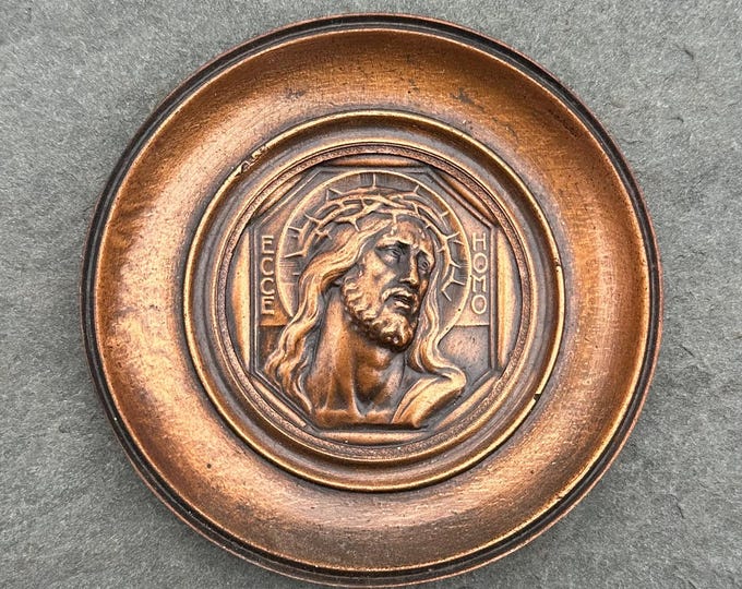 Antique Early 1900s Copper & Iron Religious Relief Wall Plaque | Jesus ...