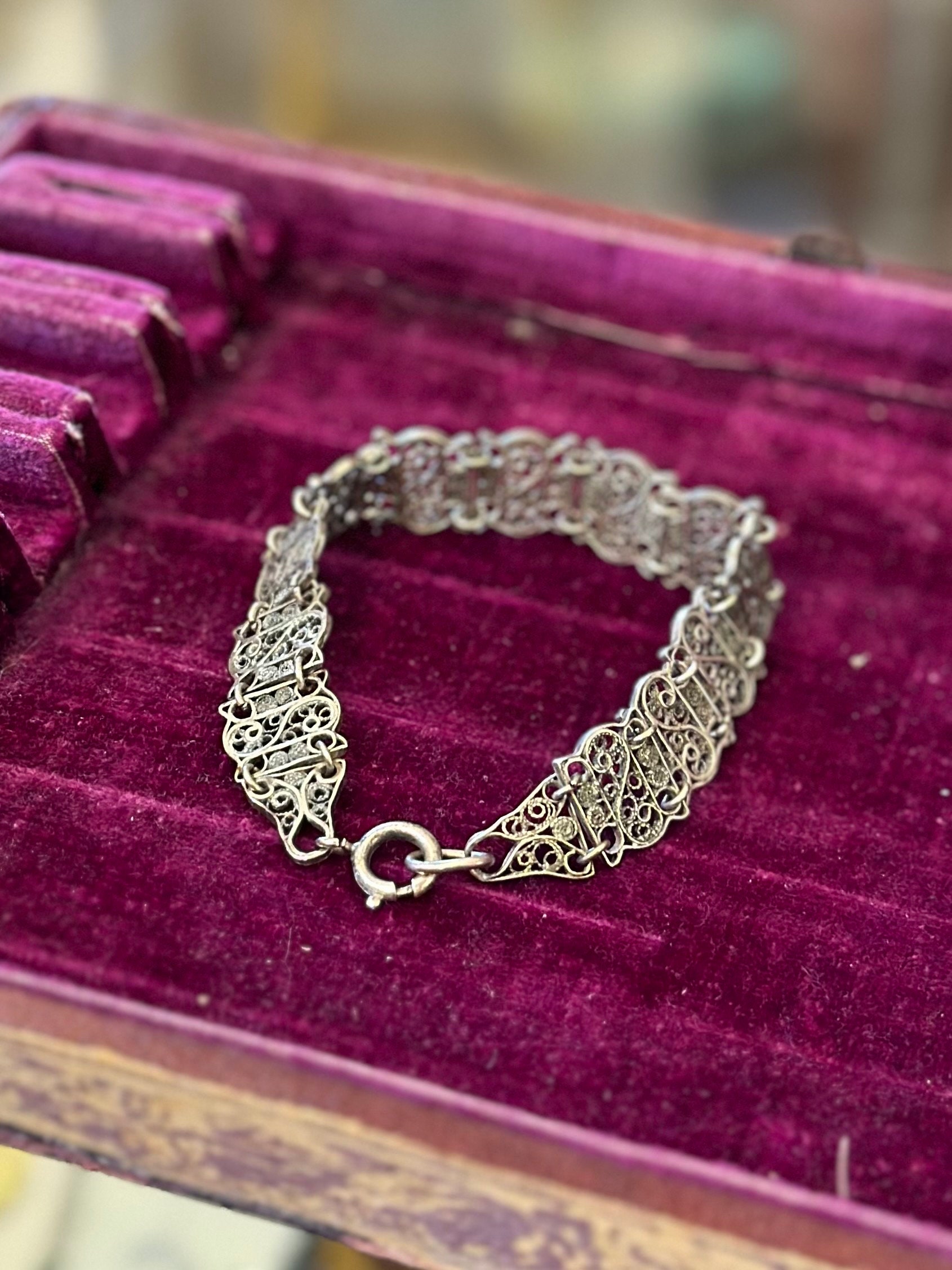 Antique Vintage Sterling Silver Intricate Macedonian Filigree Scroll ...