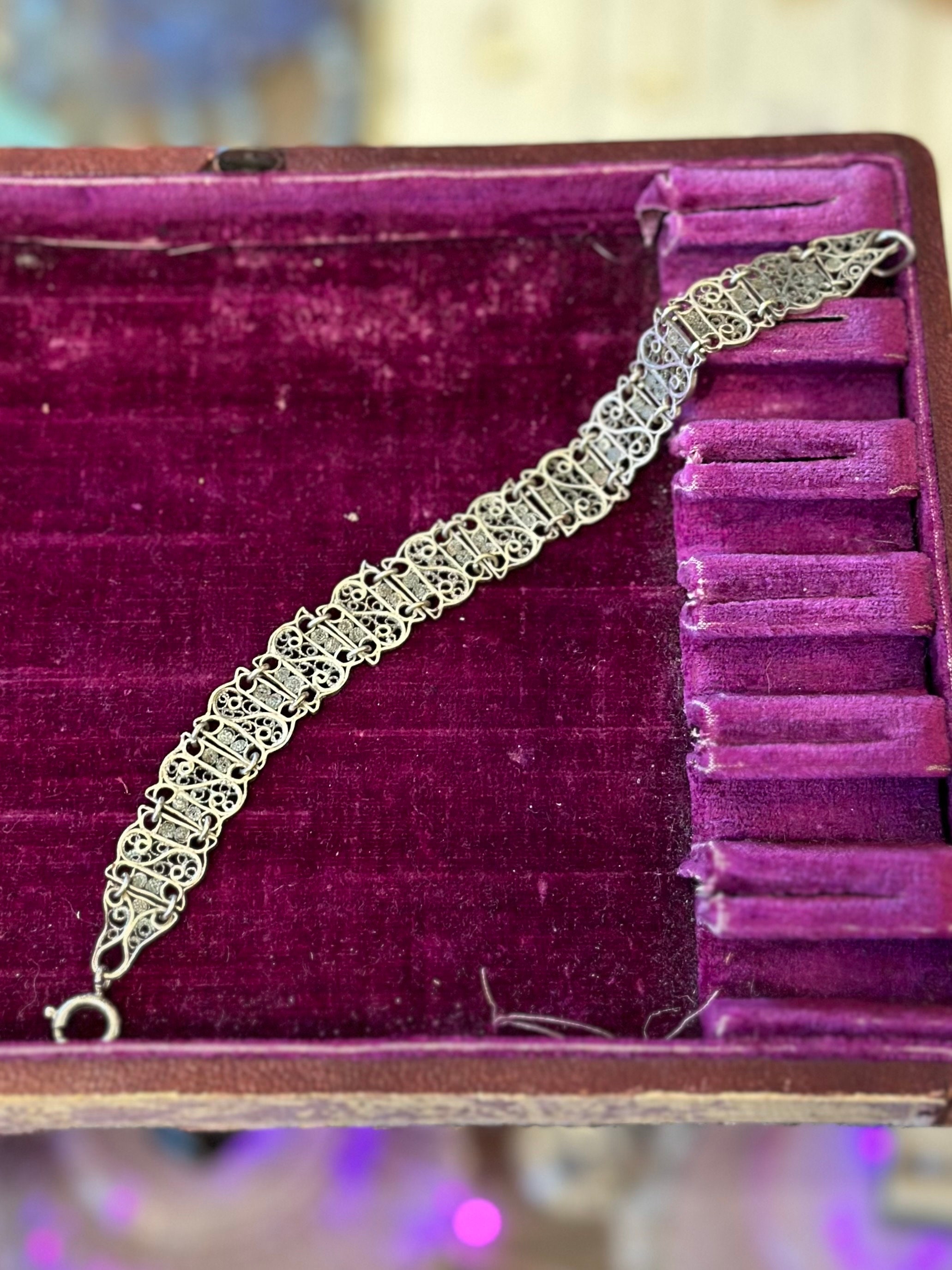 Antique Vintage Sterling Silver Intricate Macedonian Filigree Scroll ...