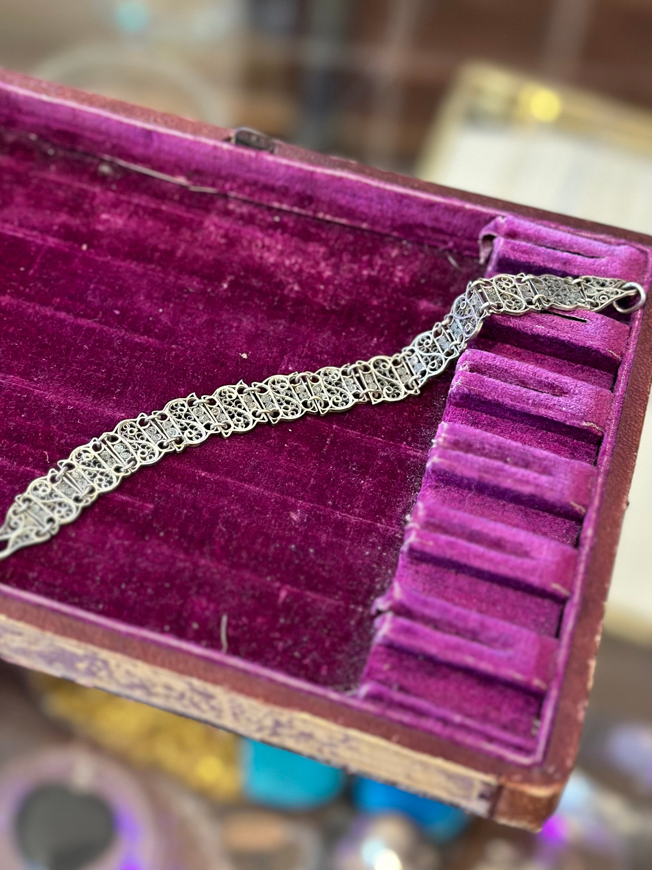 Antique Vintage Sterling Silver Intricate Macedonian Filigree Scroll ...