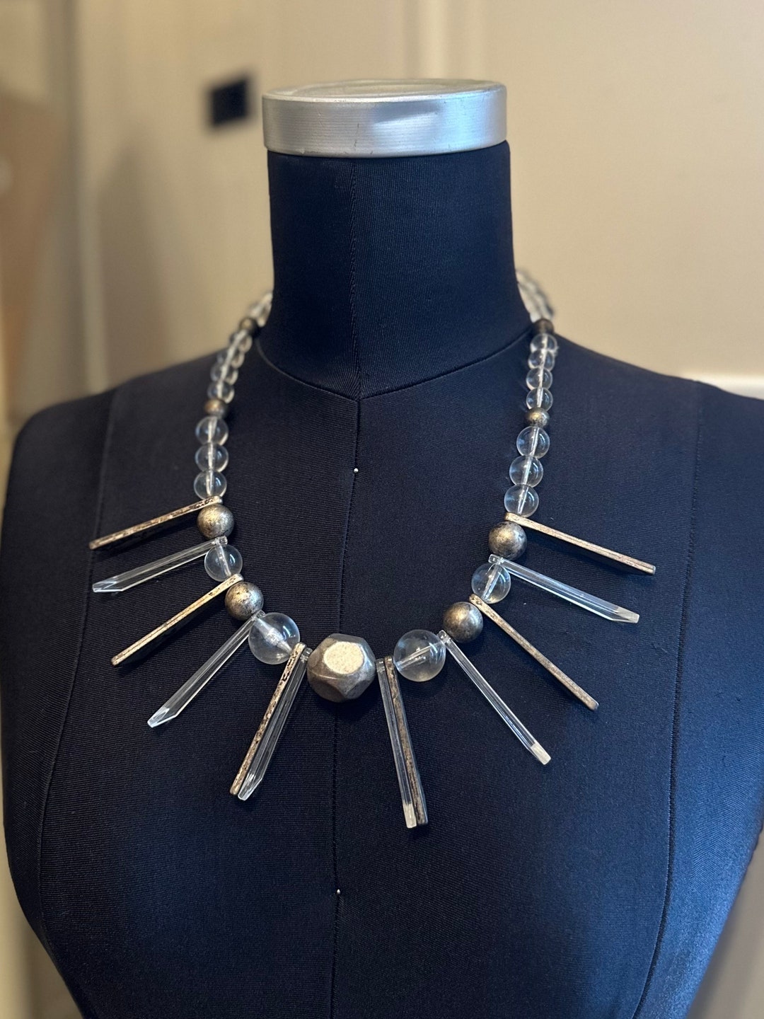 Rare Vintage 1950s Geometric Daggers & Clear Lucite Silver Tone ...