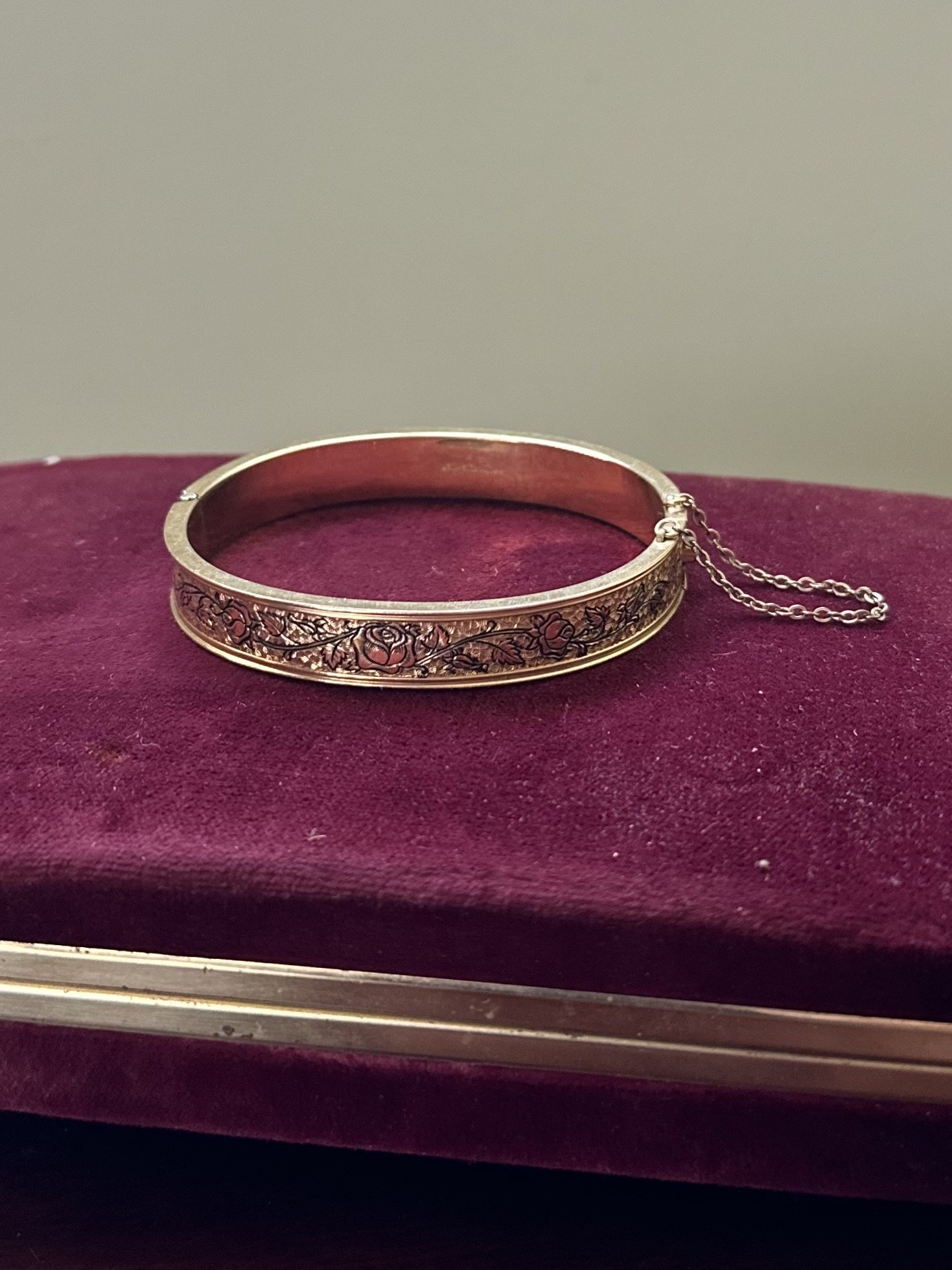 Vintage Signed B. WINARD 12k GF Gold Filled Rose Floral Etched & Black ...