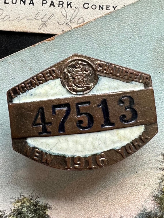 Antique Early 1900s Licensed Chauffeur Badge ID No. 4… - Gem