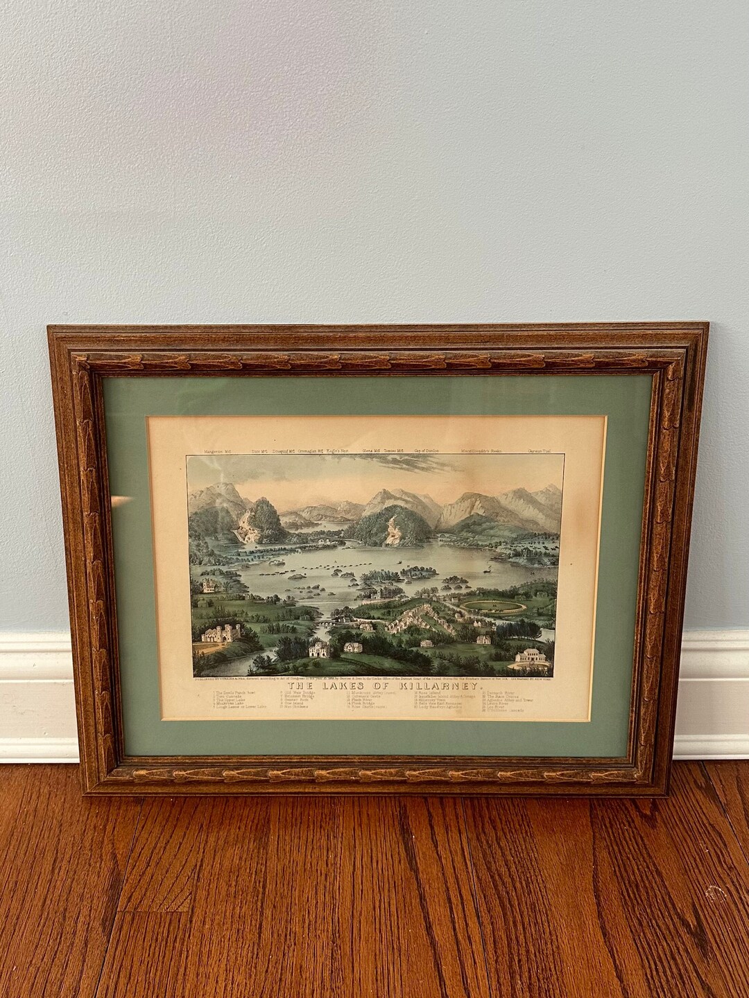 Antique 19th Century 1868 Currier & Ives Hand Tinted Lakes of Killarney ...