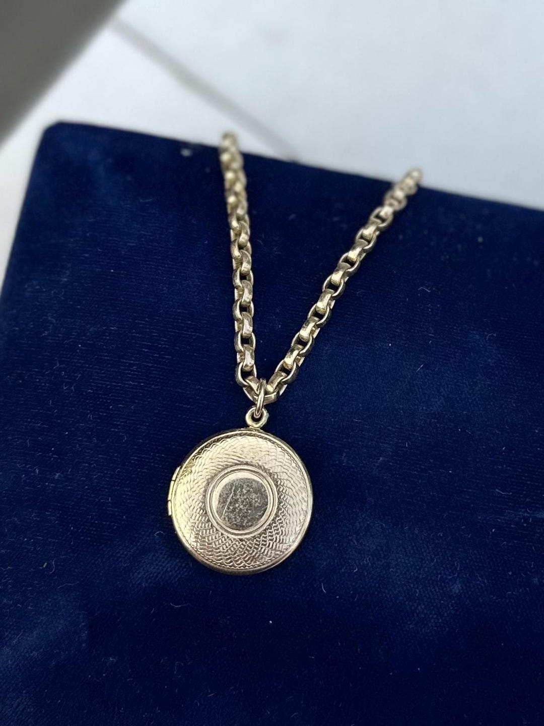 Vintage Midcentury Germany Brass Rolo Chain Circle Locket Pendant ...