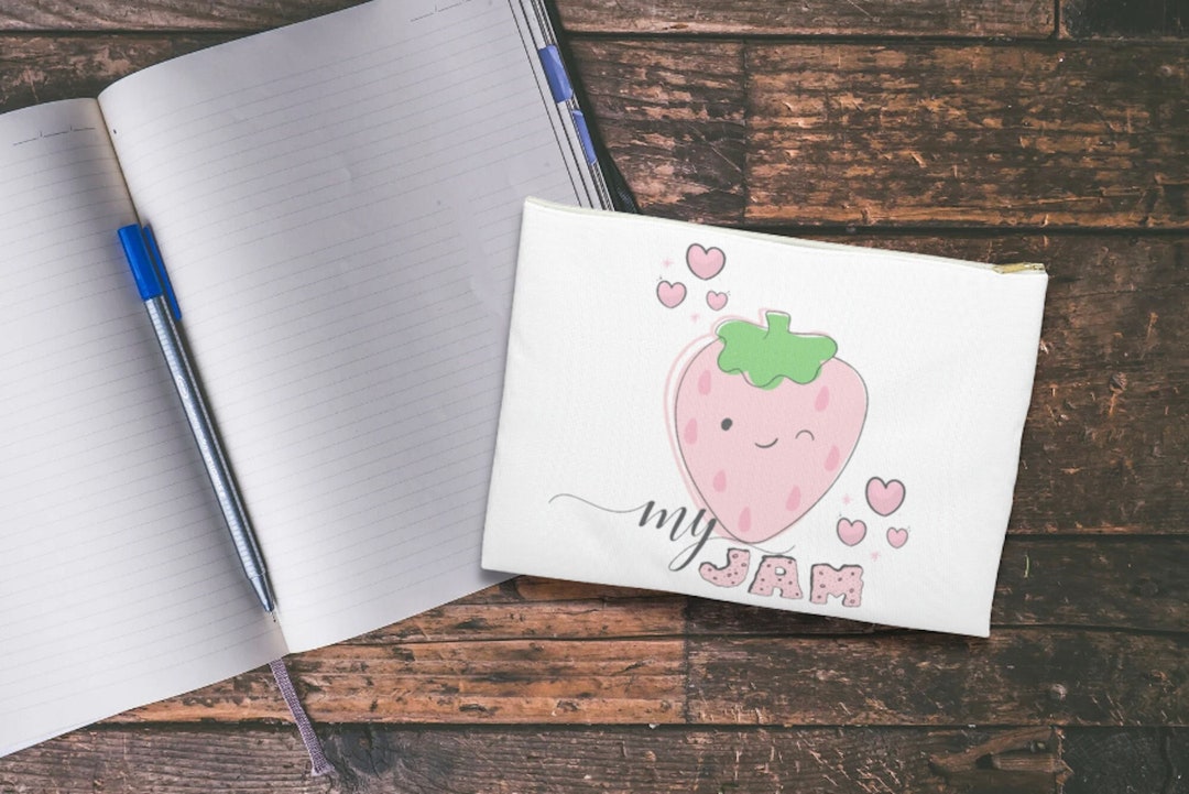 Cute Kawaii Strawberry Zipper Pouch Travel Cosmetic Bag Cute Makeup ...