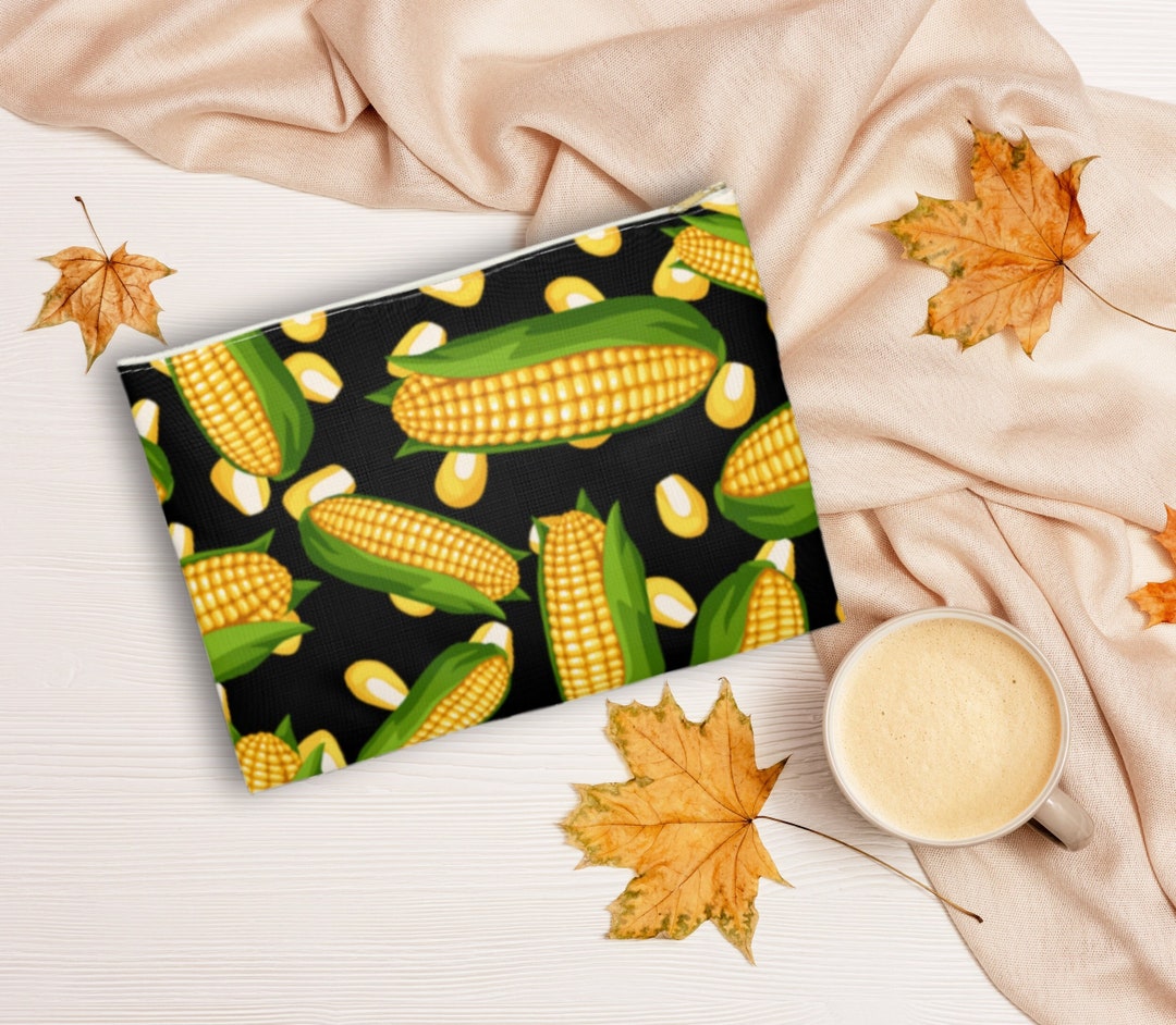 Corn Cob Bag Accessory Pouch, Fall Pencil Case Cosmetic Makeup Bag ...