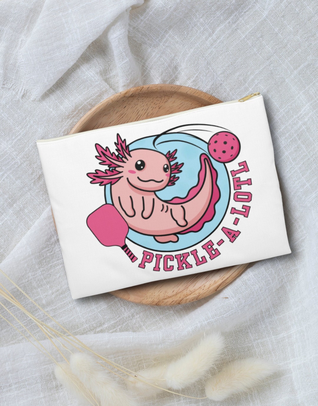 Pickleball Axolotl Cosmetic Makeup Bag Pencil Case Gift Giving Idea ...