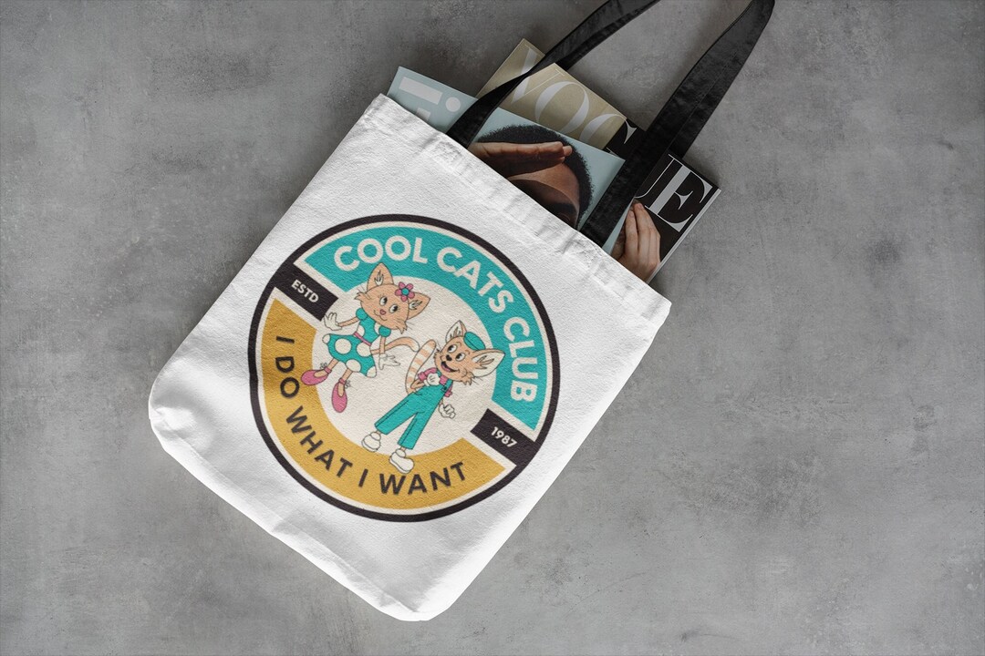 Cool Cats Club Tote Bag Grocery Shopping Bag Reusable Market Bag ...