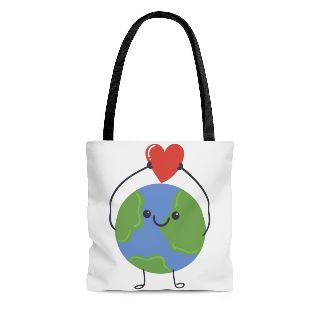 Reusable Earth Day Tote Bag, Plaid Shopping Bag, Grocery, Market, Save ...