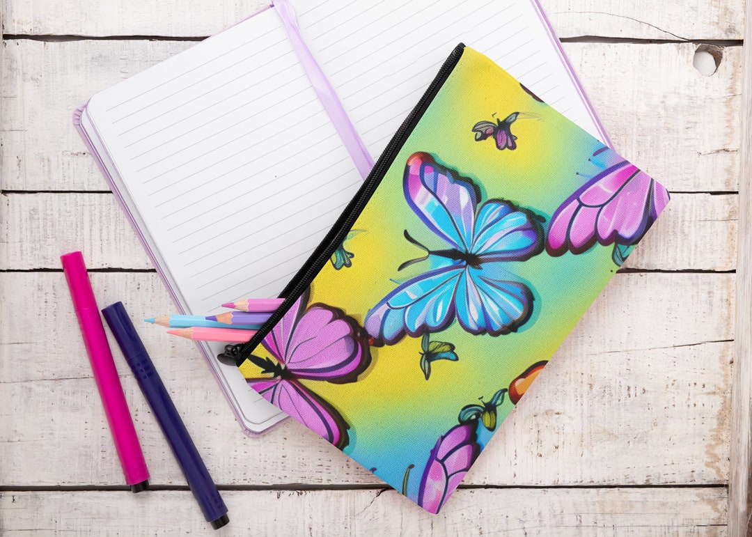 Colorful Butterfly Zipper Pouch Travel Cosmetic Bag Cute Makeup Case ...