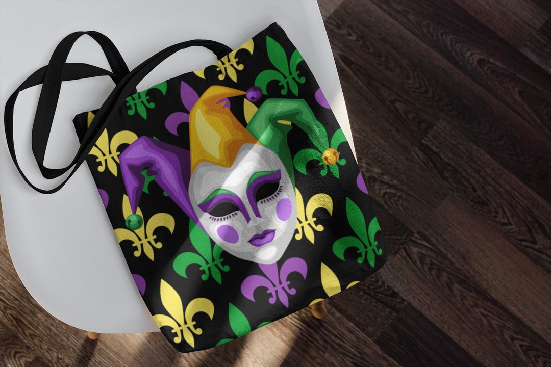 Mardi Gras Mask Tote Bag Reusable Grocery Market Shopping Bag Carnival ...