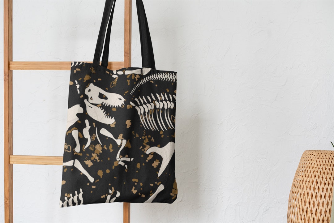Dinosaur Bones Tote Bag Fun Fierce Dino Themed Carryall for Kids ...