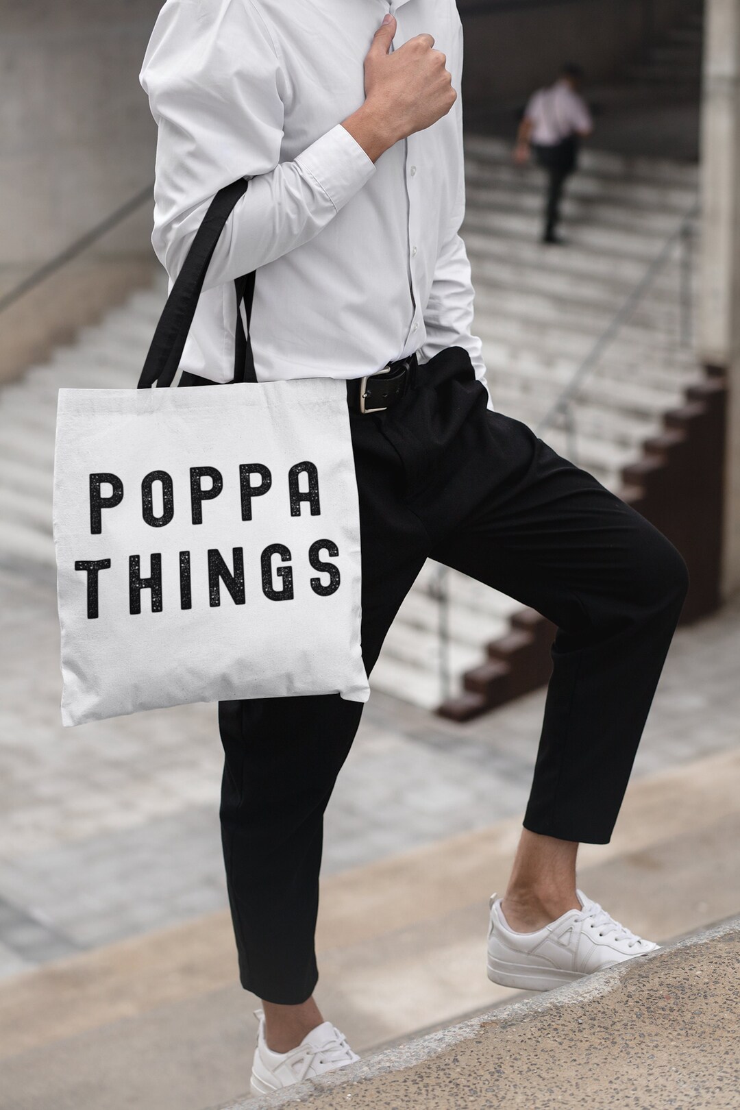 Poppa Things Tote Bag Dad Life, Fathers Day Gift Bag, Father's Day ...