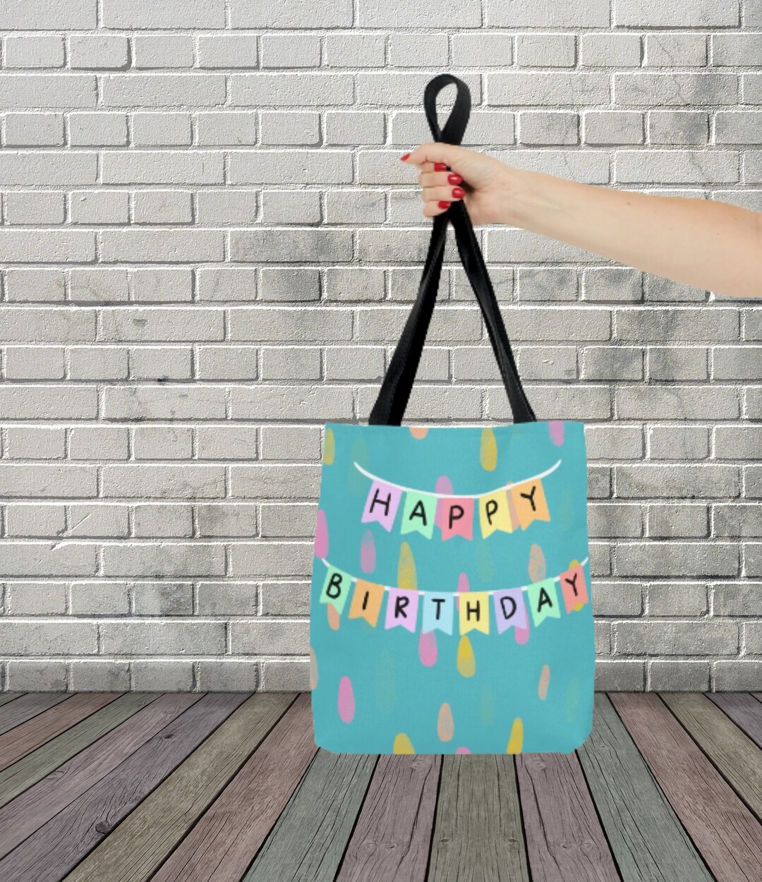 Teal Happy Birthday Tote Bag, Happy Birthday Gift Bag, Bday Present ...