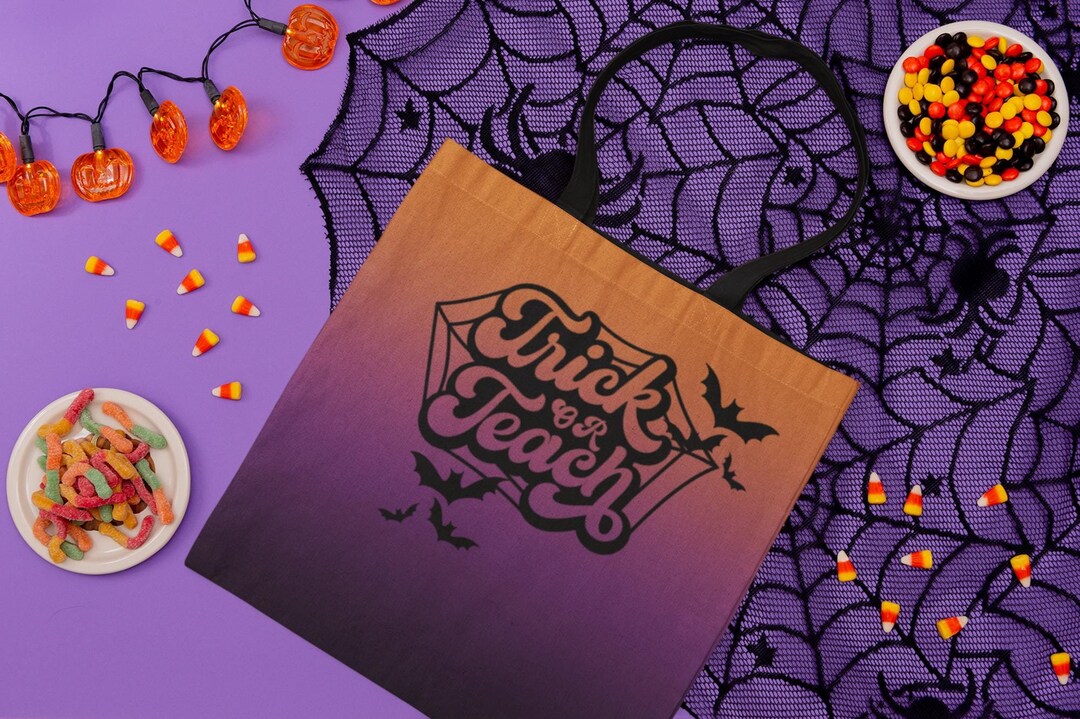 Halloween Trick or Teacher Tote Bag Teacher Bag Spooky Season Reusable ...