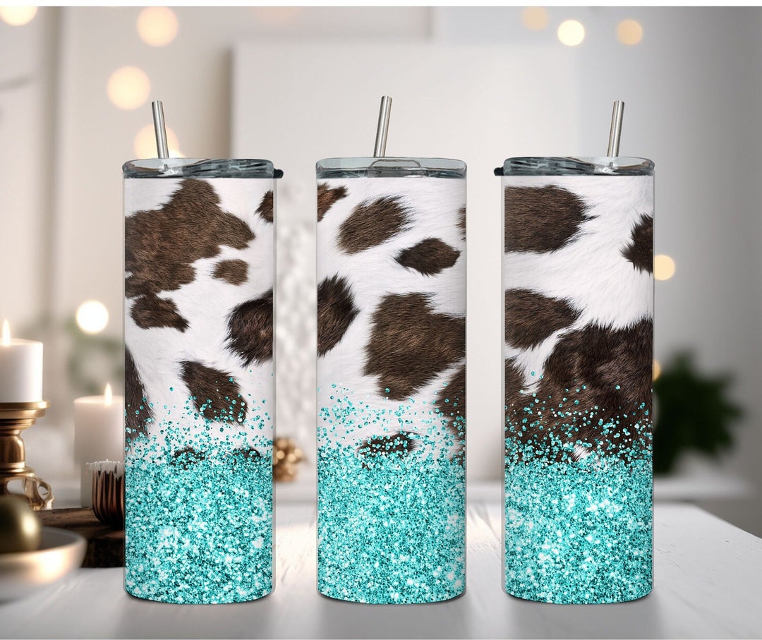 Personalized Cow Print 20oz Skinny Tumbler - Etsy