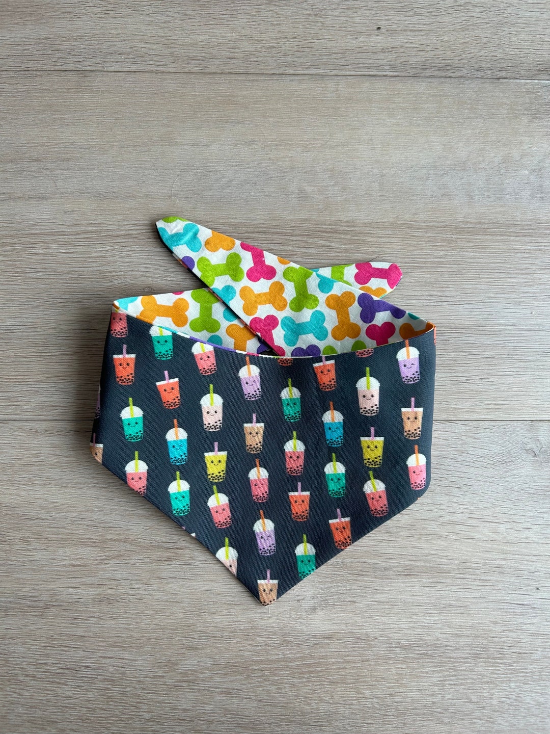 Bubble Tea, Boba,rainbow Bones , Reversible Pet Bandana, Cat or Dog ...