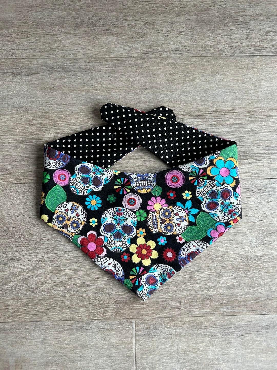 Sugar Skull Pet Bandana, Reversible Calavera Dog Cat Bandana - Etsy