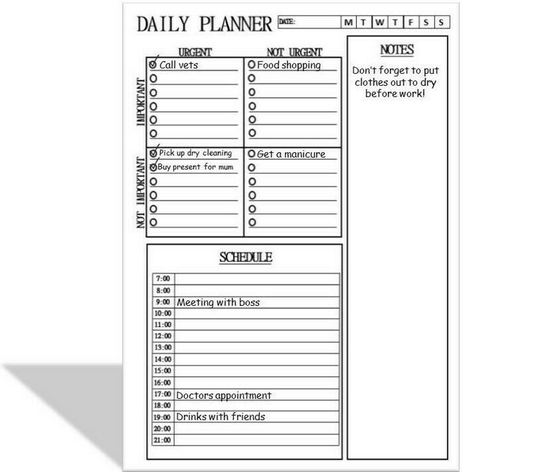 Productivity Daily Planner to Do List Downloadable Print PDF - Etsy