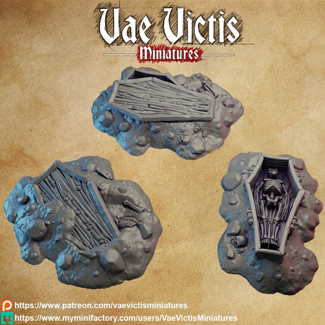 Coffins Set of 3 Vae Victis Miniatures 28mm 32mm Fantasy Dnd Pathfinder ...