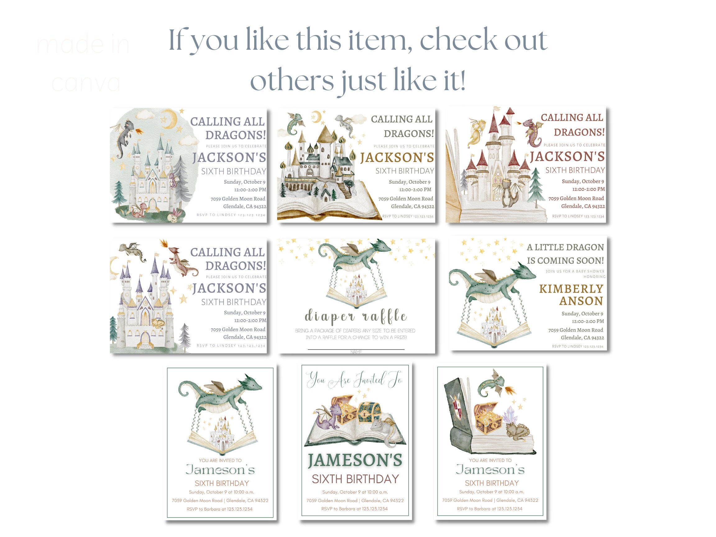 Dragon Invitation, Dragon Castle Invitation, Dragons Invite, Calling ...
