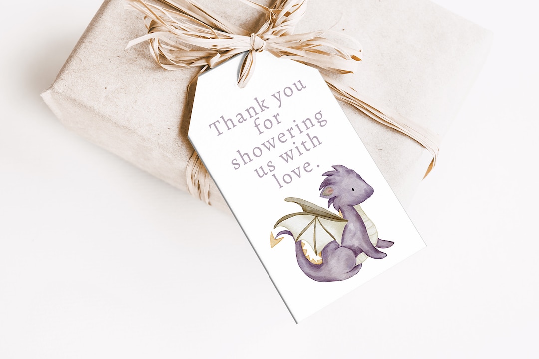 INSTANT DOWNLOAD Dragon Gift Tags, Printable, Dragon Themed Baby Shower ...