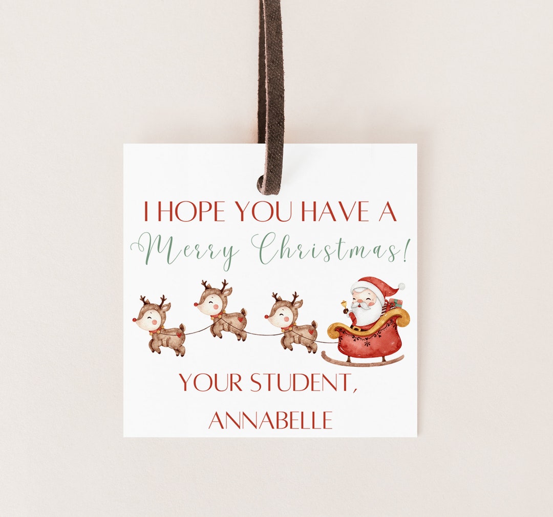 Printable Christmas Gift Tag, Student Gift Tags to Teacher, Printable ...