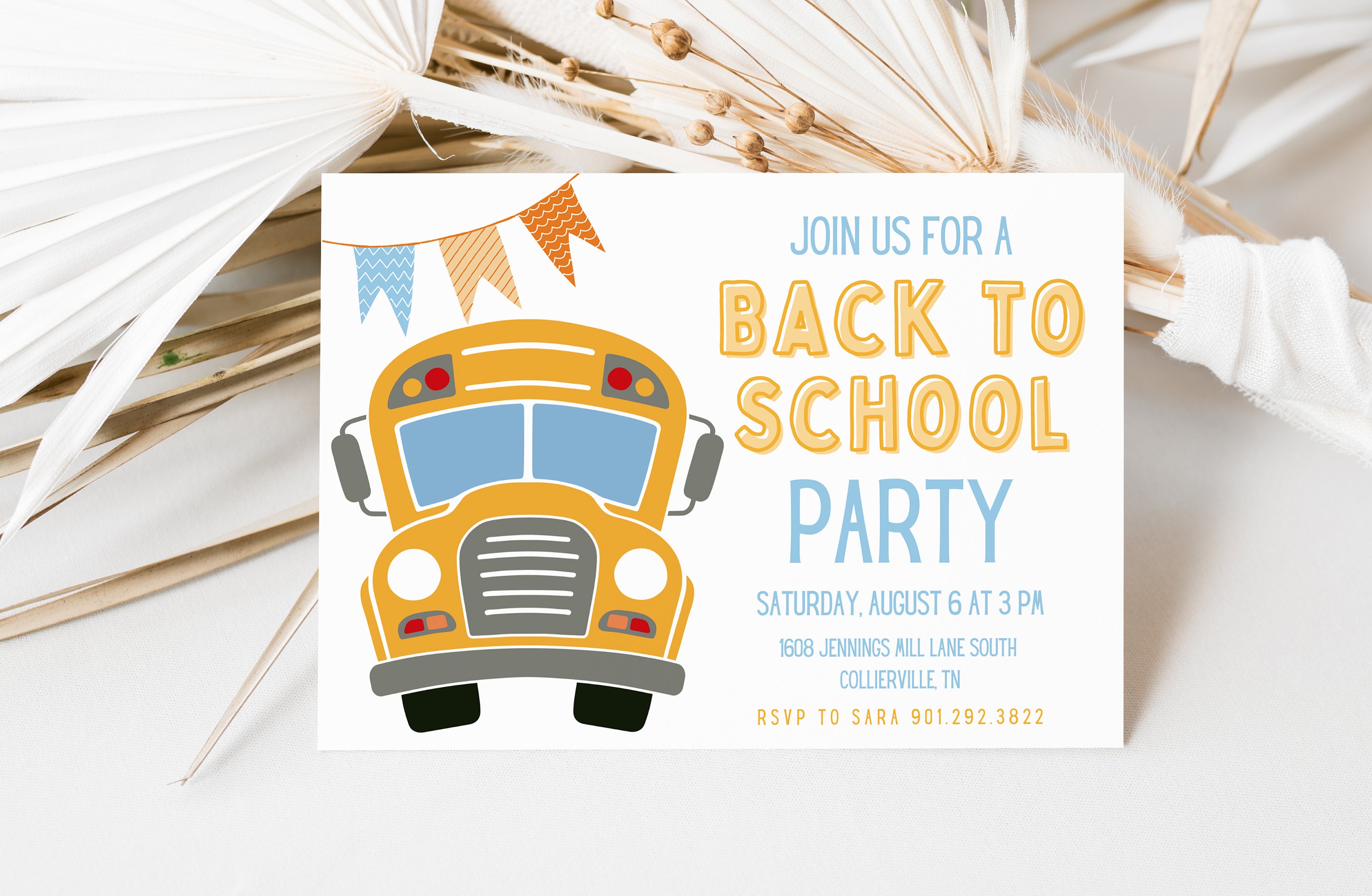EDITABLE Back to School Party Invitation, Back to School Invite, School ...