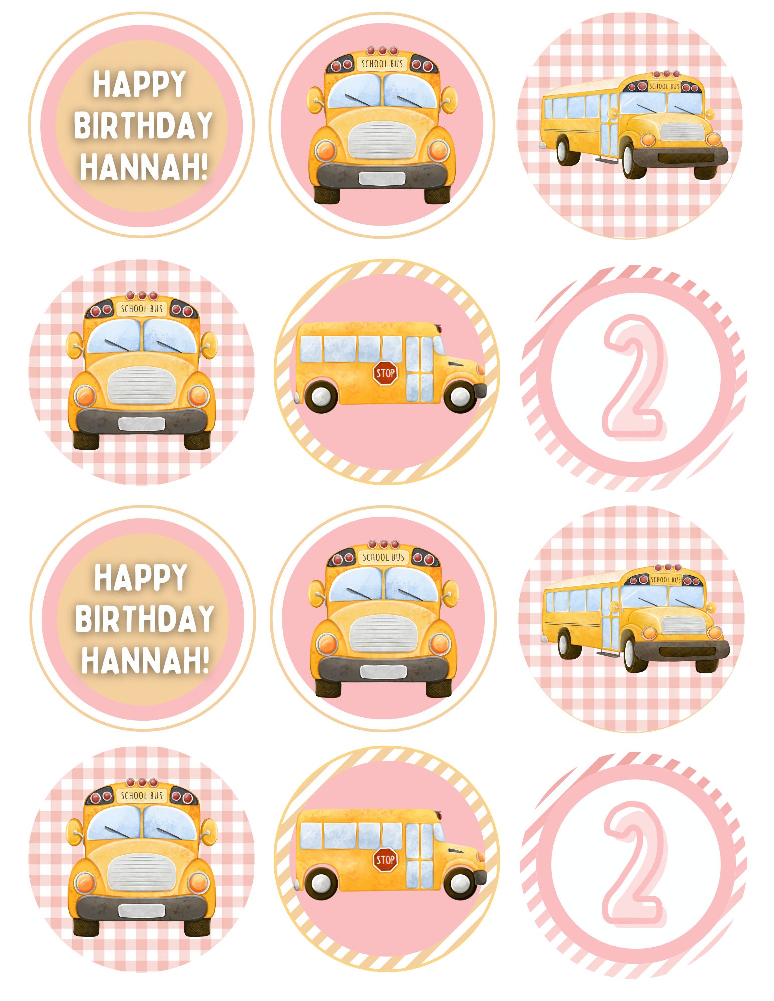 INSTANT DOWNLOAD Wheels on the Bus Cupcake Topper, Printable, Wheels on ...