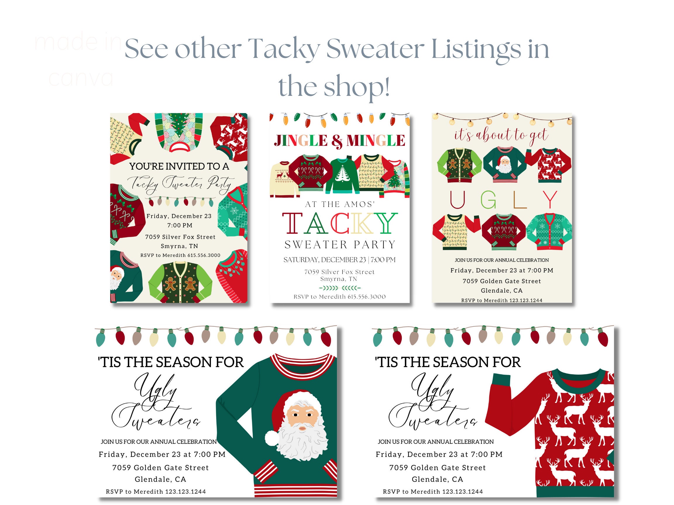 Tacky Sweater Invitation Ugly Sweater Invitation Tacky - Etsy
