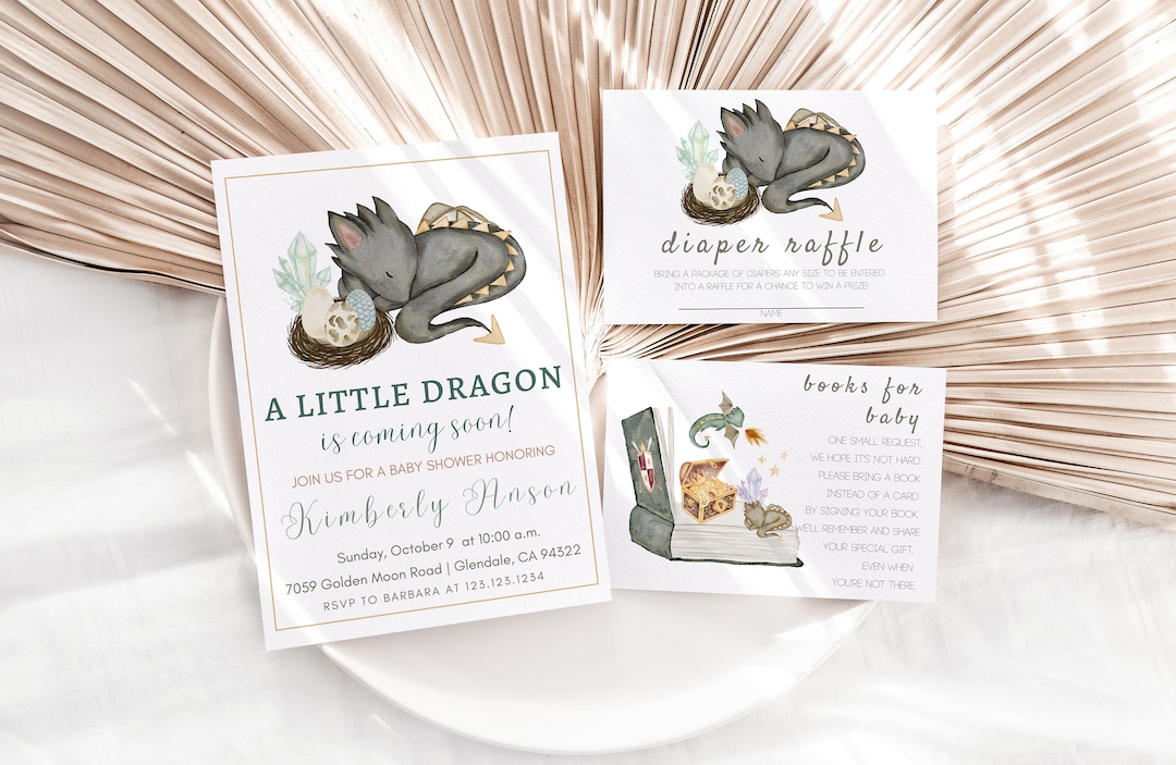 Dragon Baby Shower Invitation, Boy Baby Shower Invitation, Baby Dragon ...