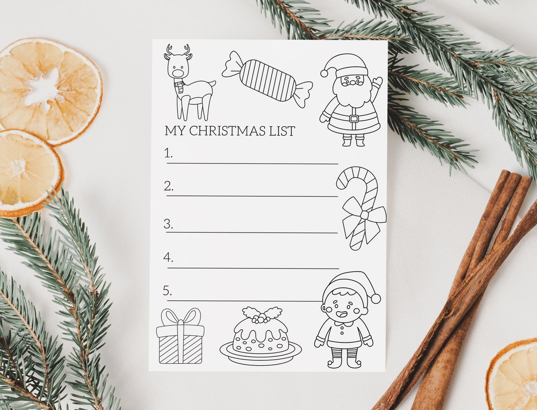 Letter to Santa Coloring Page, Christmas List Coloring Sheet, Printable ...