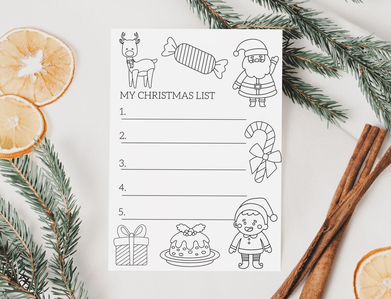 Letter to Santa Coloring Page, Christmas List Coloring Sheet, Printable ...