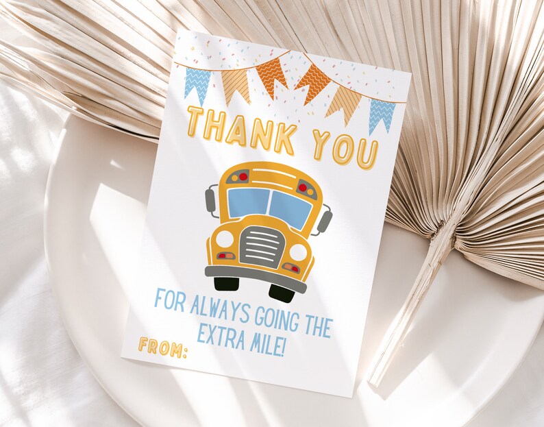 School Transportation Thank You Card, Bus Driver Appreciation, Bus ...