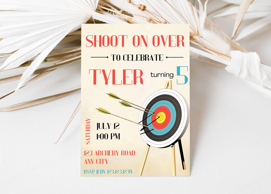 Archery Invite, Archery Invitation, Personalized Archery Template, Bow ...