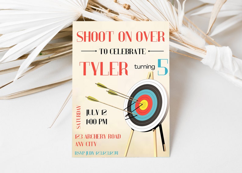 Archery Invite, Archery Invitation, Personalized Archery Template, Bow ...