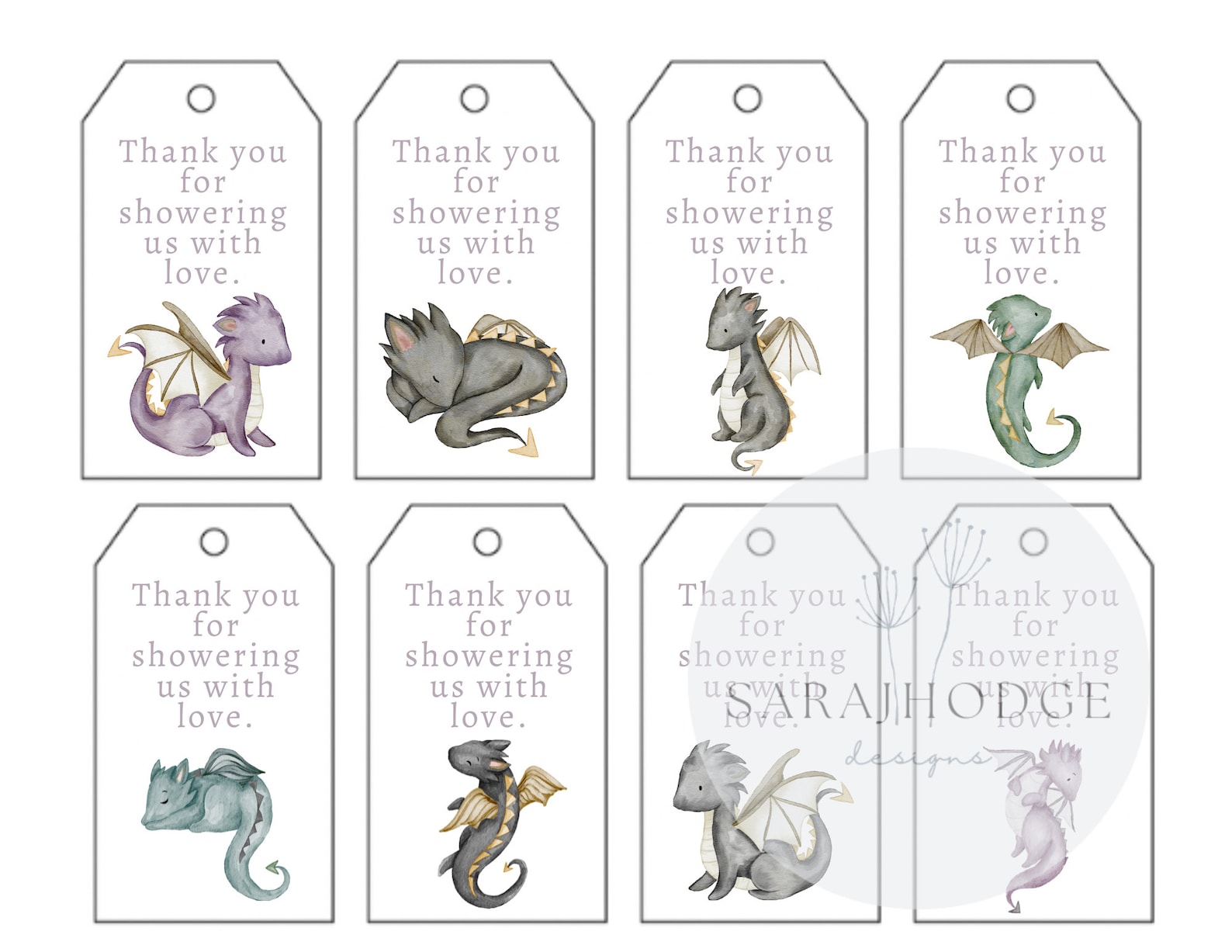 INSTANT DOWNLOAD Dragon Gift Tags Printable Dragon Themed - Etsy