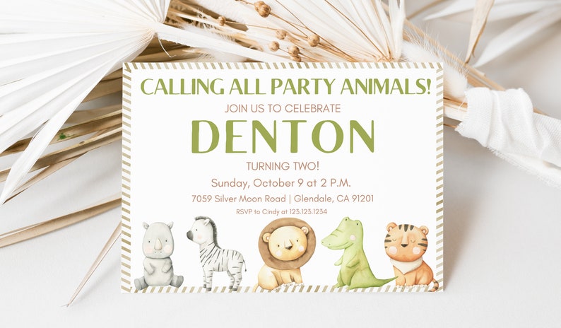 Safari Invitation Calling All Party Animals Invitation Wild - Etsy