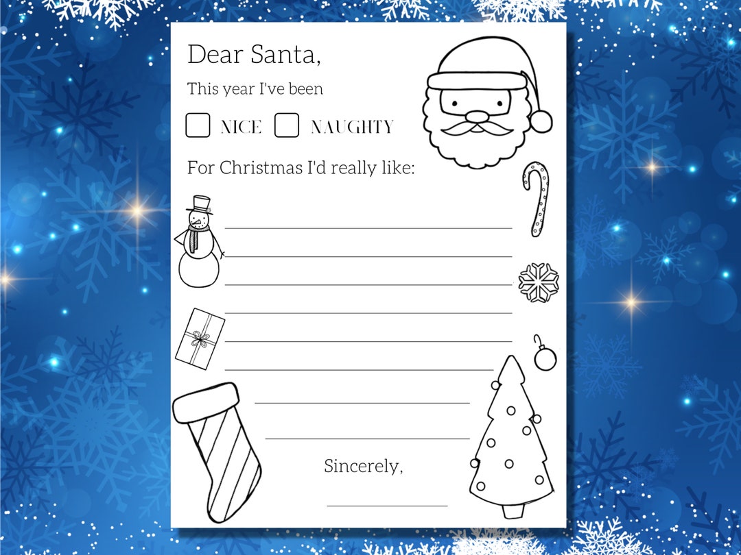 Letter to Santa Coloring Page, Christmas List Coloring Sheet, Letter to ...
