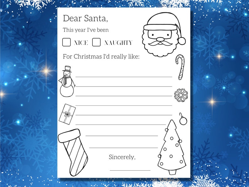 Letter to Santa Coloring Page, Christmas List Coloring Sheet, Letter to ...